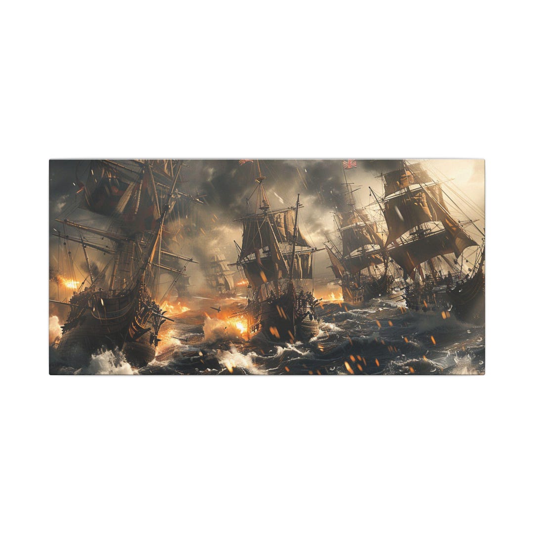 British Naval War Canvas, Maritime Art Decor, Ocean Wall Art, Ships ...