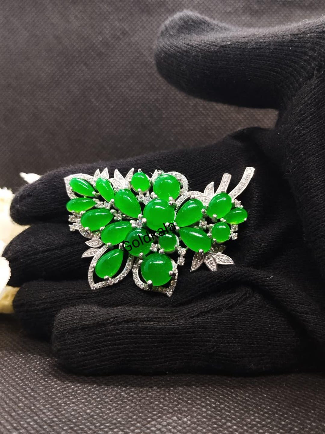 Antique Victorian Natural Green Jade Pear Brooch: Sterling Silver ...