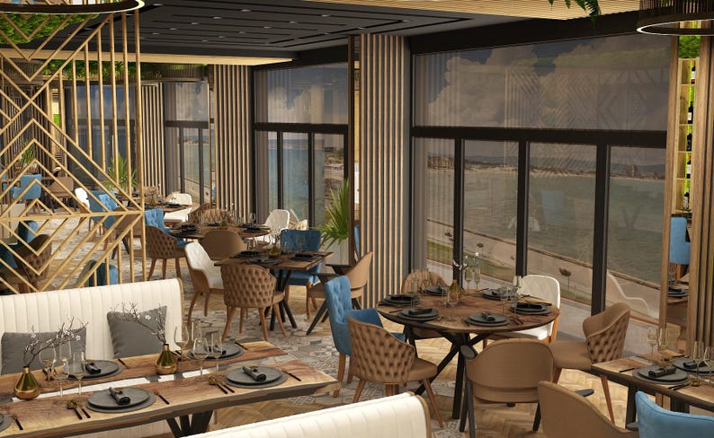 Modern Luxury Restaurant 3D Design – Elegant Concept for Architects ...