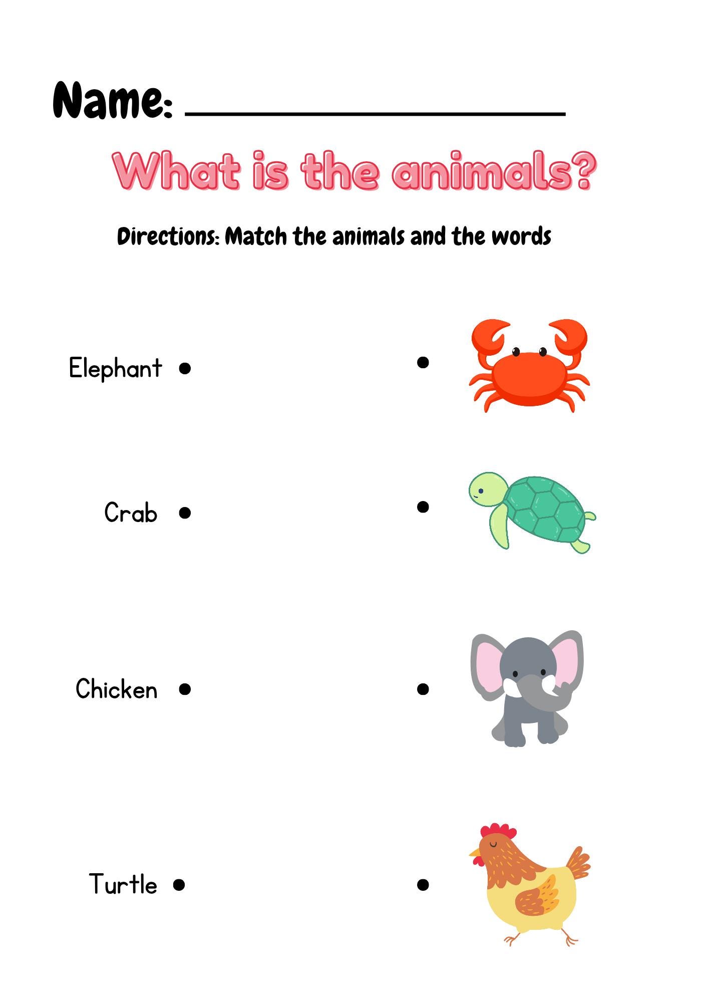 ANIMAL MATCHING WORKSHEET- Printable Educational Game for Kids! - Etsy
