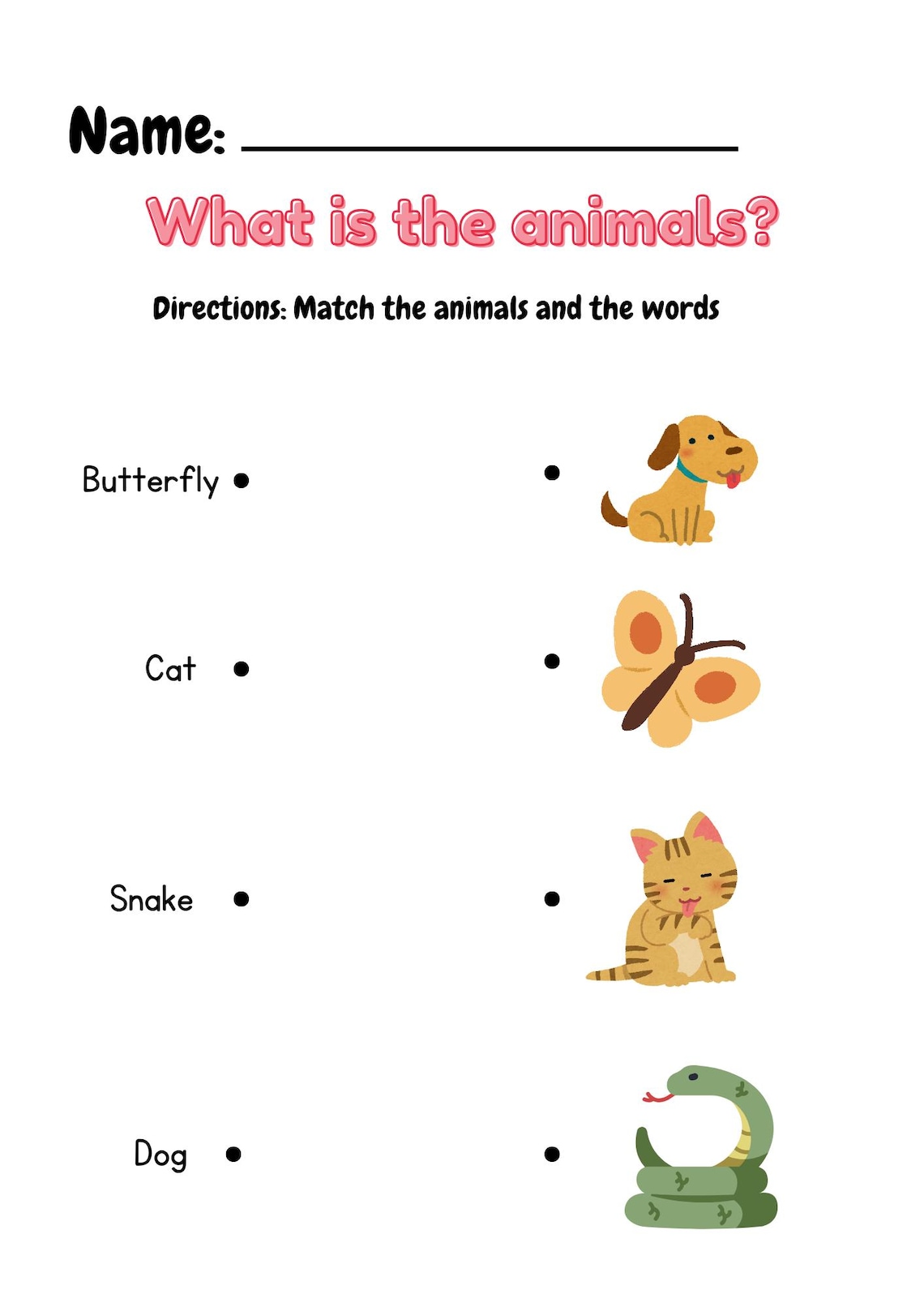 ANIMAL MATCHING WORKSHEET- Printable Educational Game for Kids! - Etsy