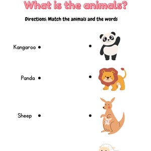 ANIMAL MATCHING WORKSHEET- Printable Educational Game for Kids! - Etsy