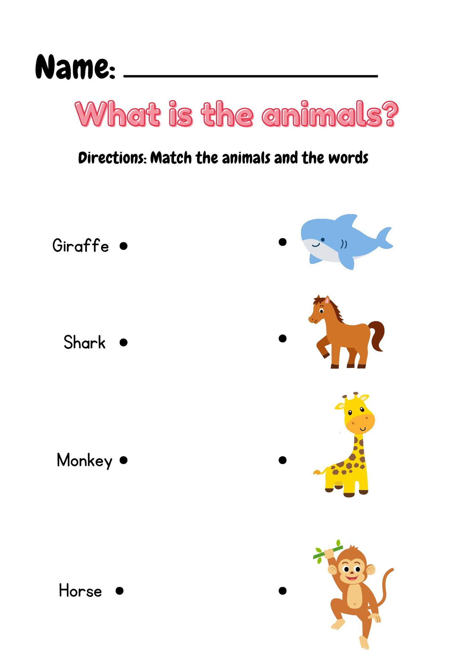 ANIMAL MATCHING WORKSHEET- Printable Educational Game for Kids! - Etsy