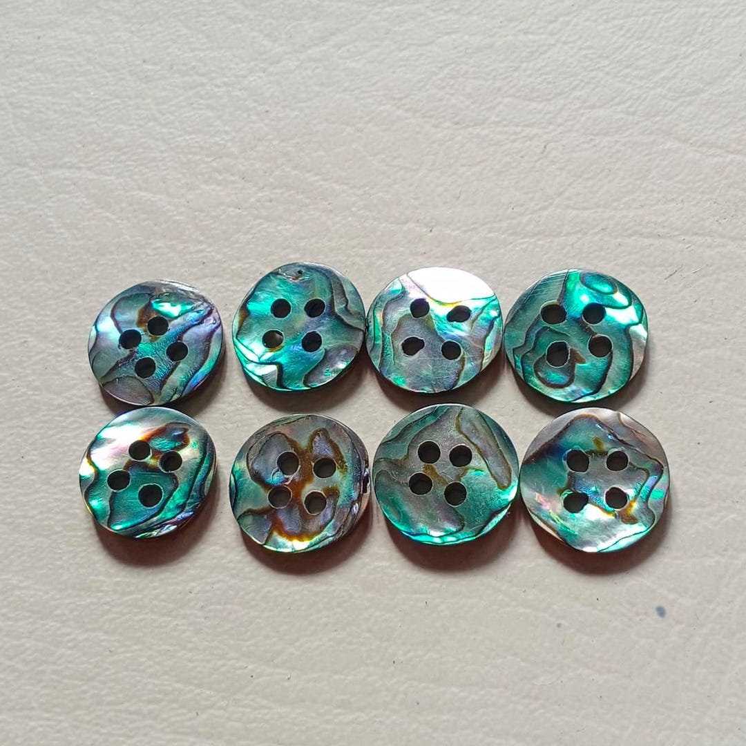 Pretty Tiny Natural Abalone Shell Buttons Pāua– Iridescent 4-hole ...