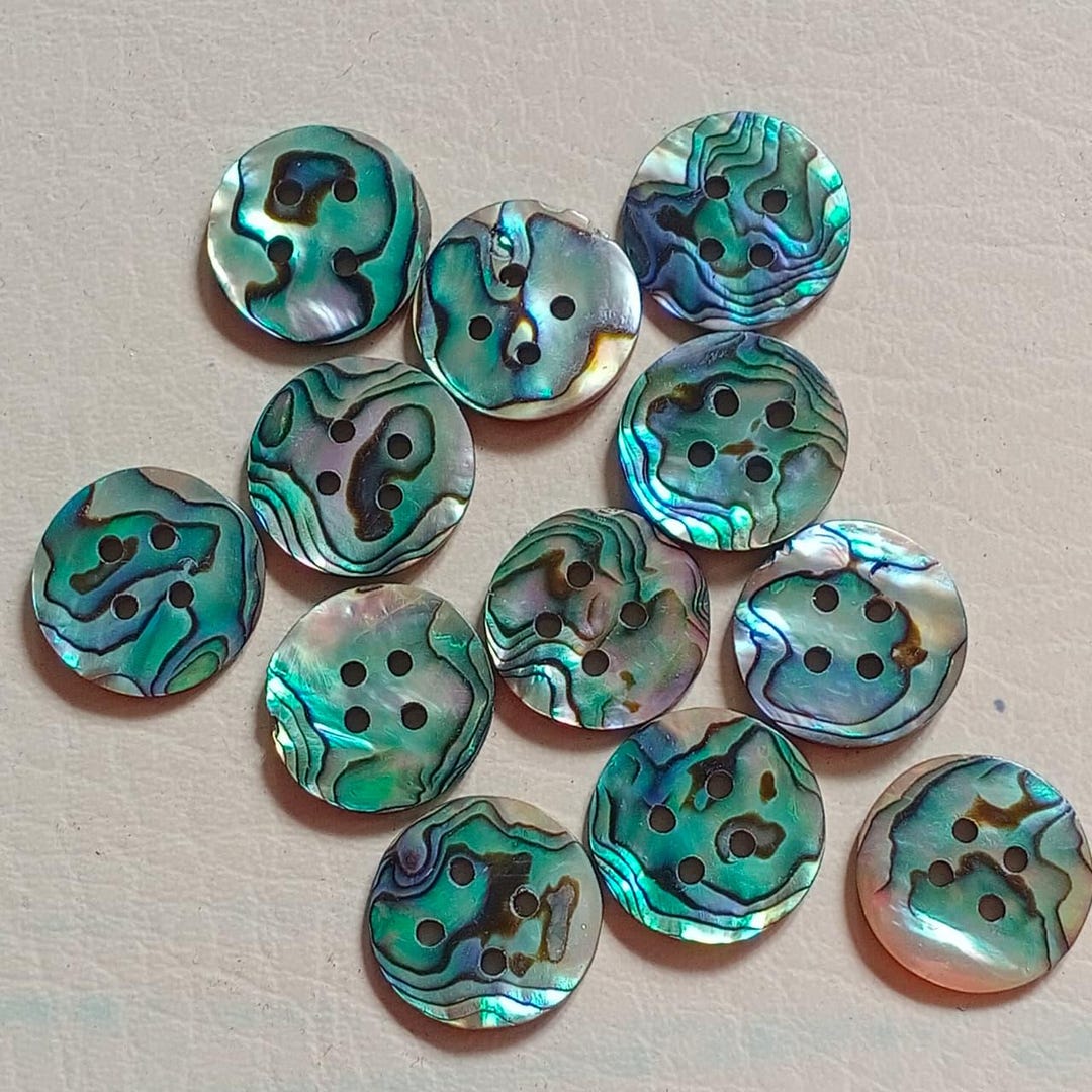 Iridescent Abalone Shell Buttons: 20mm Pāua 4-hole Set - Etsy