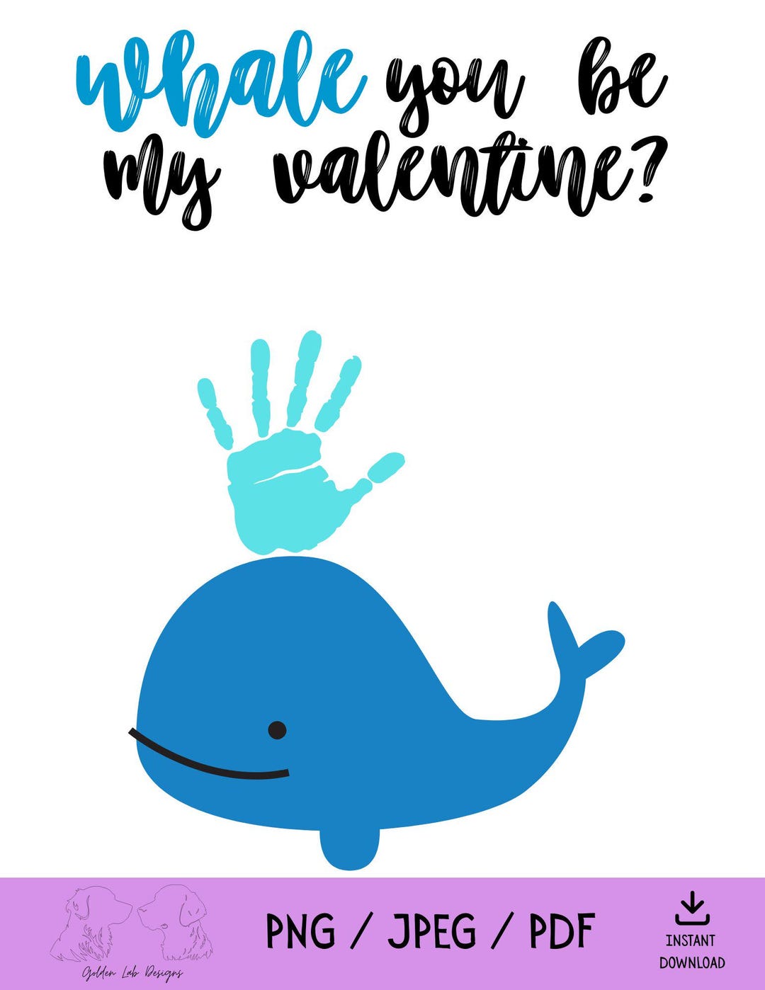 Valentine's Day Whale Handprint Craft - Etsy