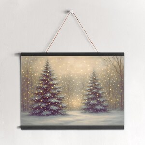 Vintage Christmas Tree Wall Art, Snowy Winter Forest - Etsy