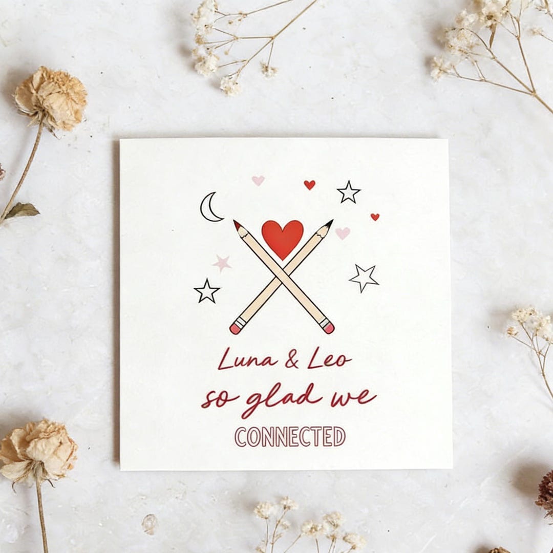 Personalized Couple Name Note Card,custom Name Valentine Card,sweet ...