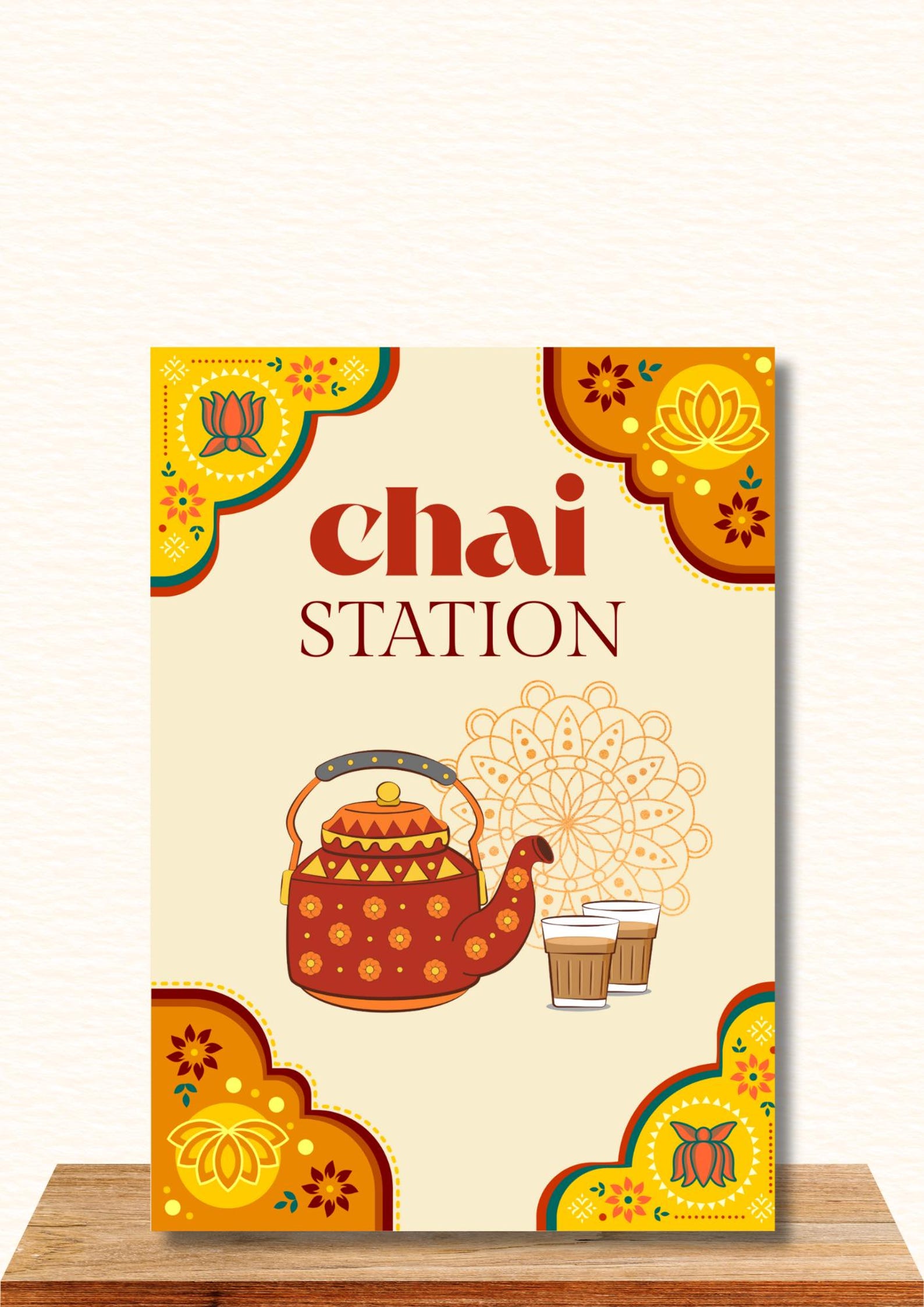 Chai Station Poster | South Asian Snack Table Poster | Desi Tea Table ...