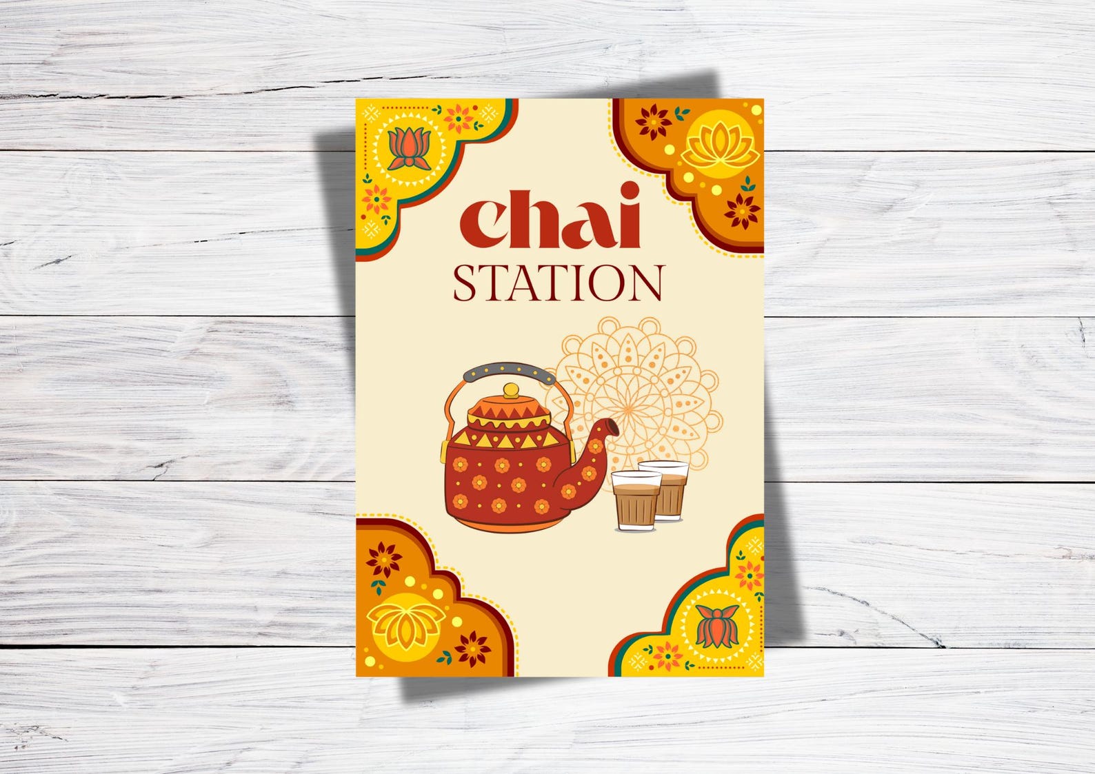 Chai Station Poster | South Asian Snack Table Poster | Desi Tea Table ...