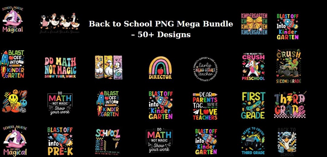 50+ Back to School PNG Bundle – Cute Grade Level Clipart for Prek ...