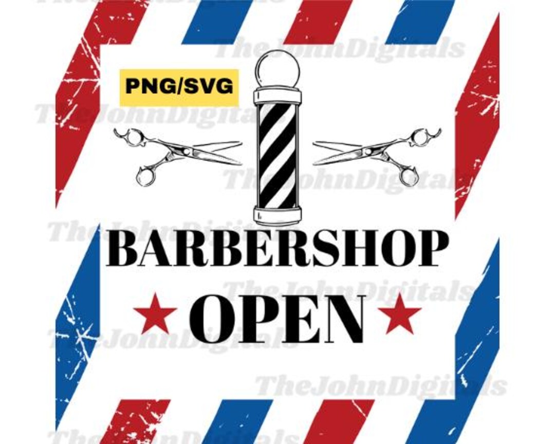 Barber Shop Open Sign SVG PNG: Friseur Türdekoration (Digitaler ...
