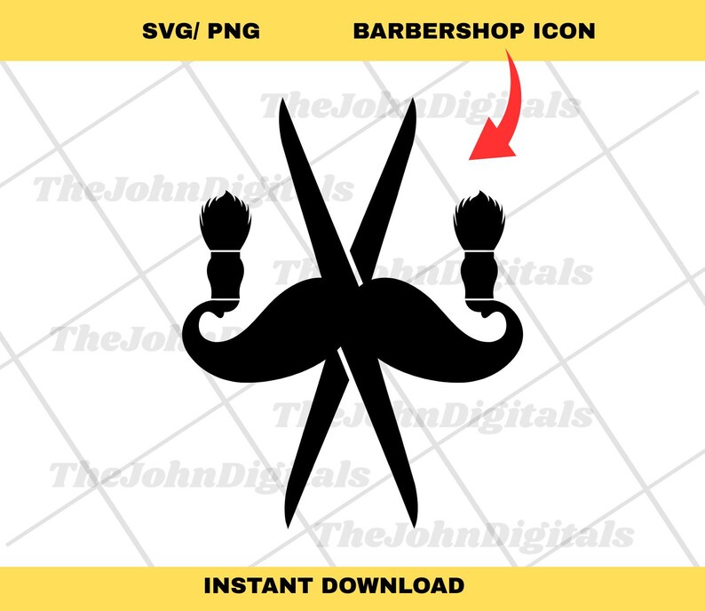 Barbershop Logo SVG PNG: Minimalist Barber Sign, Mustache Icon (digital ...
