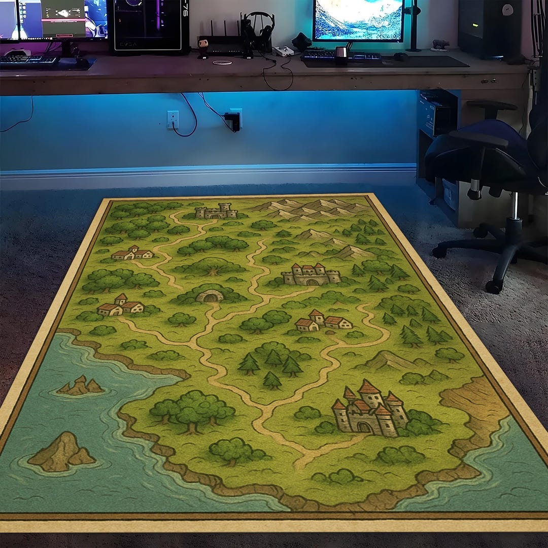 Fantasy Map Rug,map Rug, Adventure Game Rug, Gamer Rug,gaming Room Rug ...