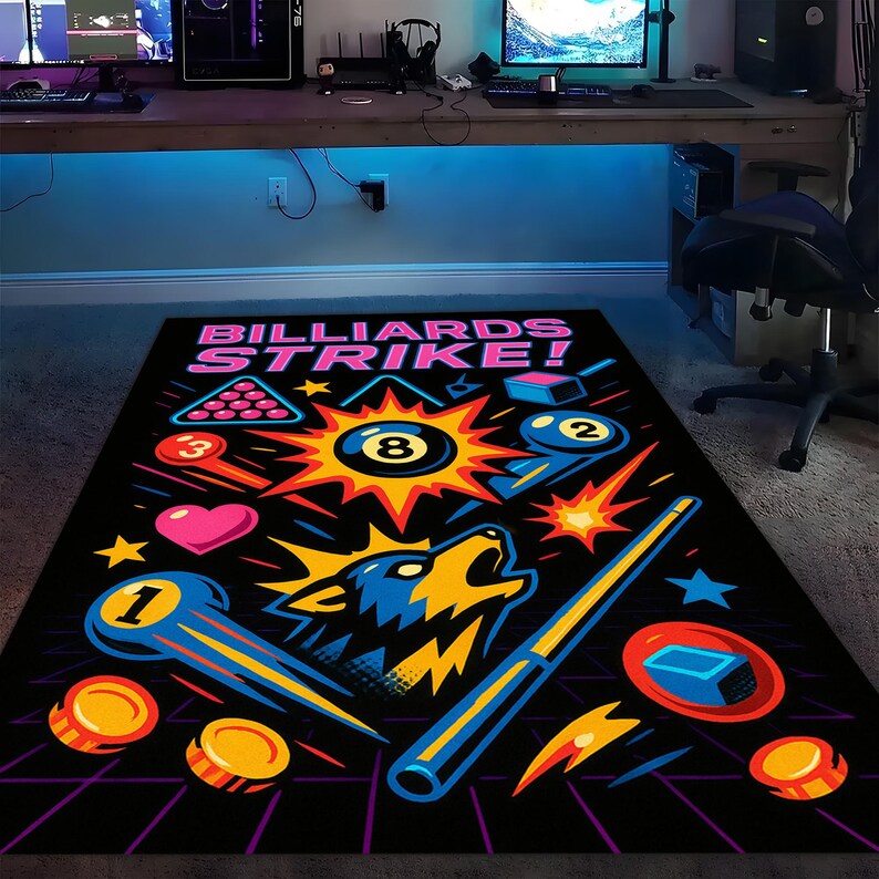 8 Ball Billiards Velvet Rug: Kids Playroom, Sports Decor - Etsy