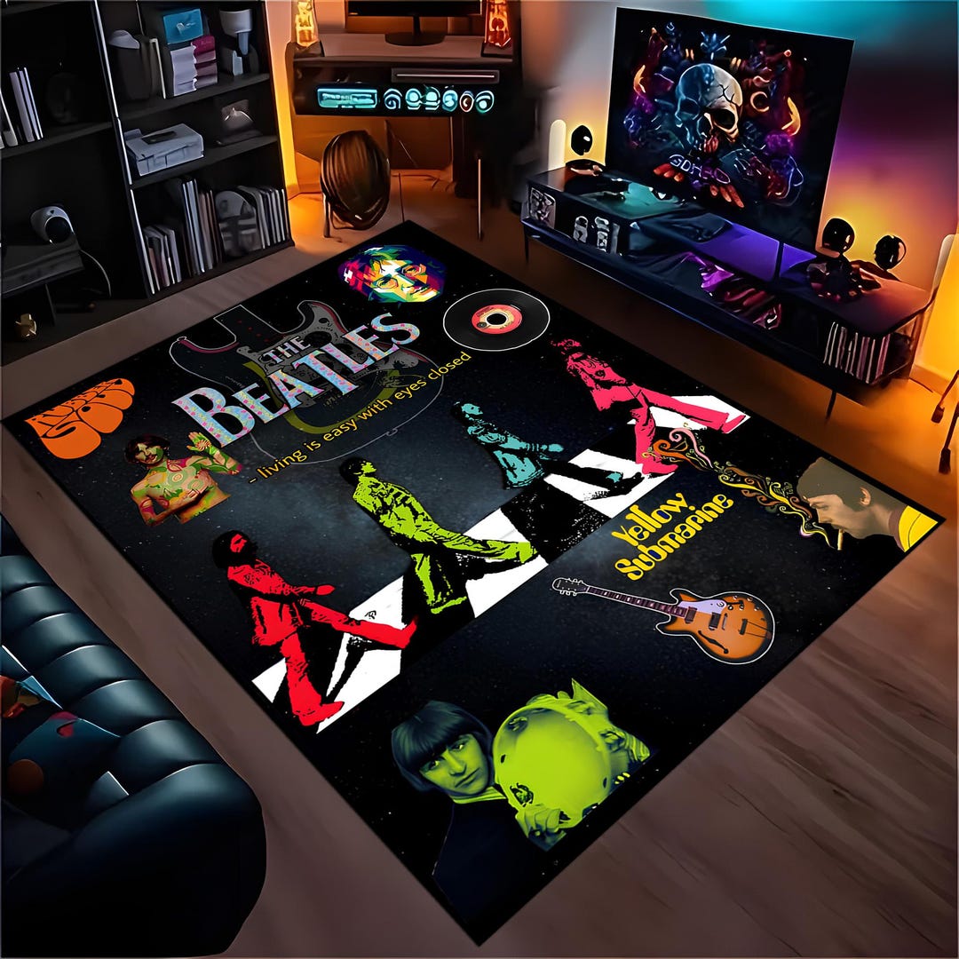 Abbey Road Beatles Rug,the Beatles Rug,music Collage Rug,retro Band Rug ...