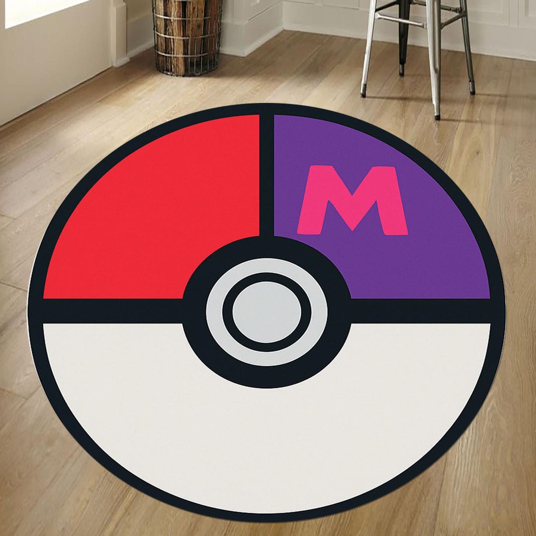 Pokeball Rug: Anime Gaming Room Decor, Round Velvet Carpet - Etsy UK