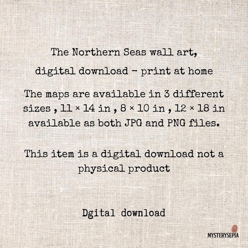 Antique Northern Seas Map Art Print, Vintage Nautical Chart, Old World ...