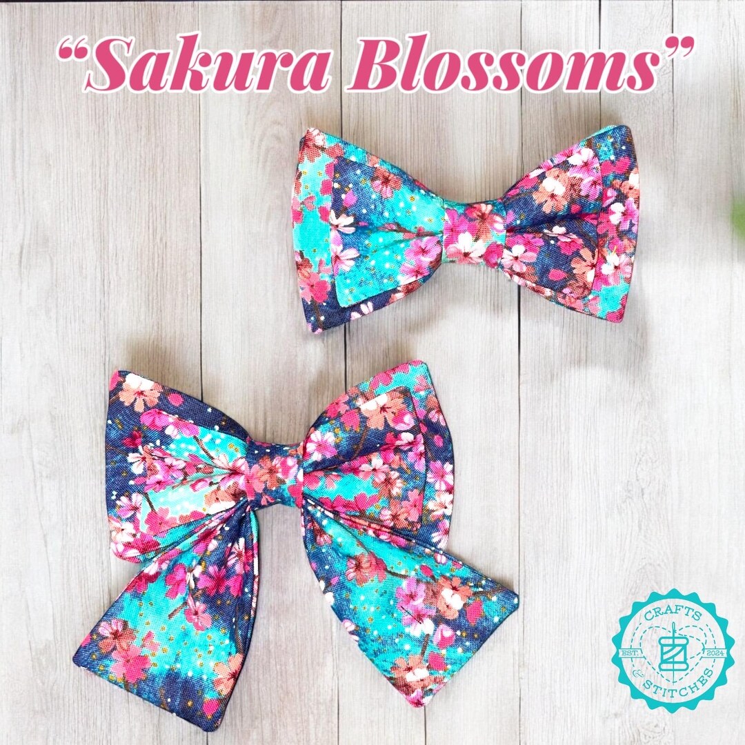 Sakura Blossoms Collar Bows. Size Inclusive Pet Accessories Handmade in ...