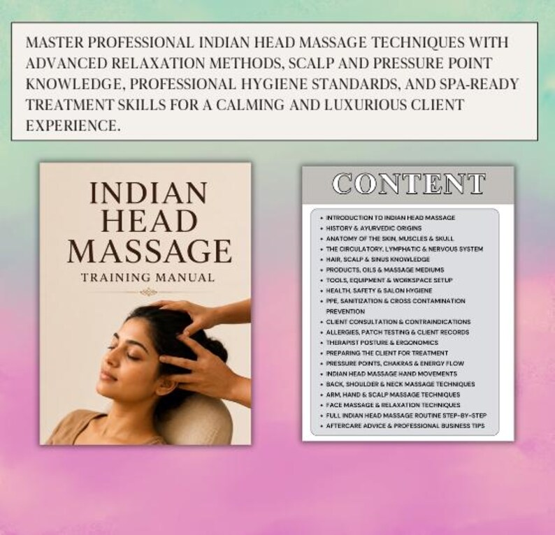 Indian Head Massage Training Manual: IHM Course (PDF) - Etsy Australia
