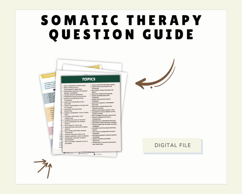 Somatic Therapy Questions Workbook | Nervous System Regulation, Body ...
