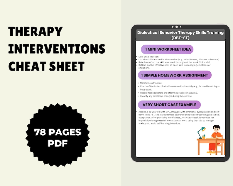 Therapy Interventions Cheat Sheet Bundle | Mental Health Therapy Notes ...