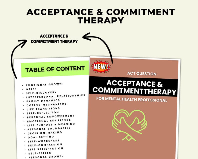 Acceptance & Commitment Therapy Resource Pack | ACT Questions for ...