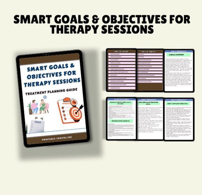 SMART Goals and Objectives for Therapy Sessions Treatment Planning ...