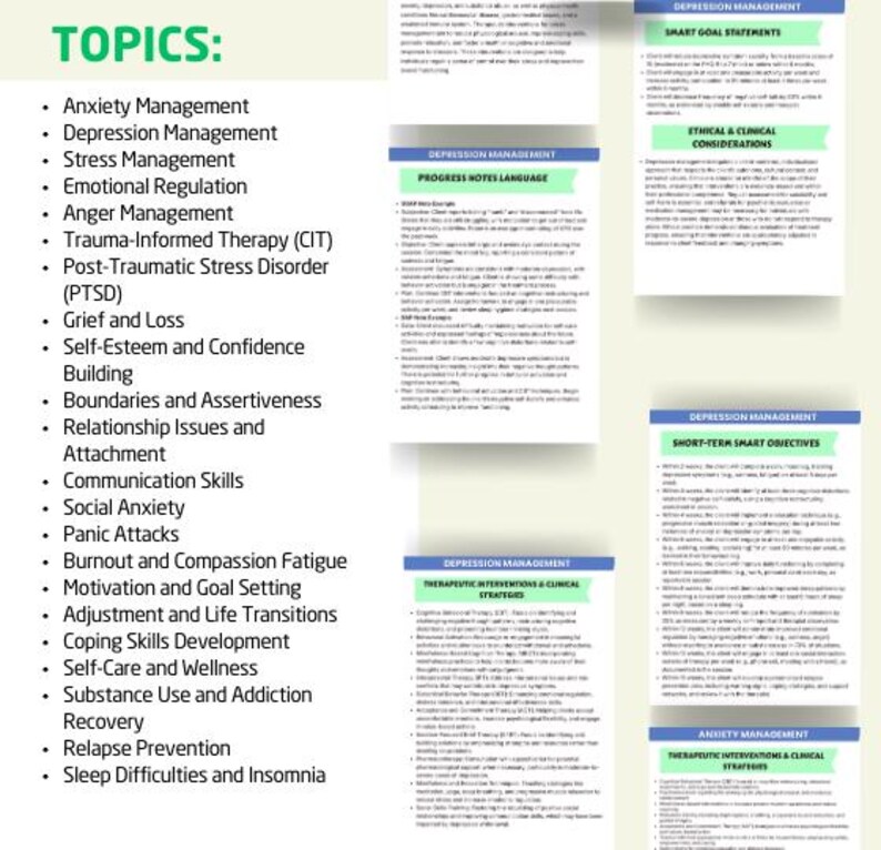 SMART Goals and Objectives for Therapy Sessions Treatment Planning ...