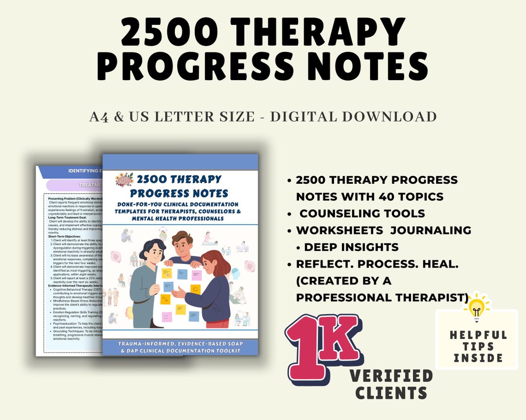 2,500+ Therapy Progress Note Statements and Clinical Interventions ...