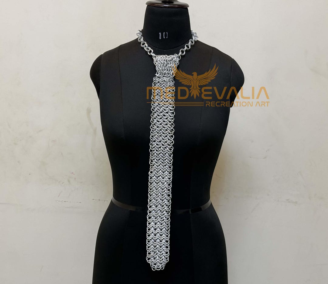 Handmade Aluminum Chainmail Tie | Silver Butted Rings for LARP ...