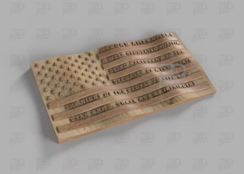 Wavy Second Amendment USA Flag STL Files: CNC Router 3D Model - Etsy
