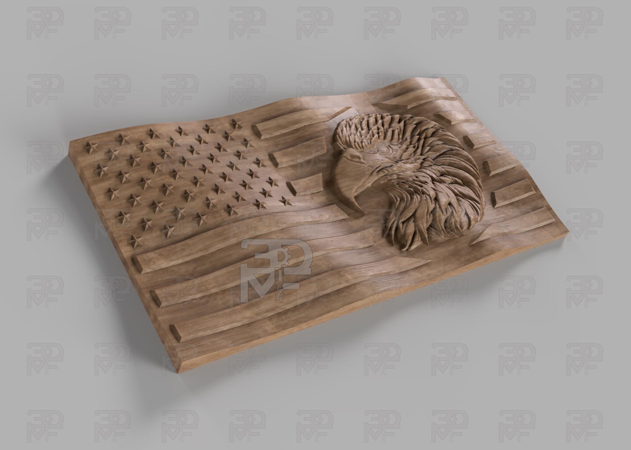 3D Wavy USA Flag Bald Eagle Carving STL File: CNC Router Ready - Etsy