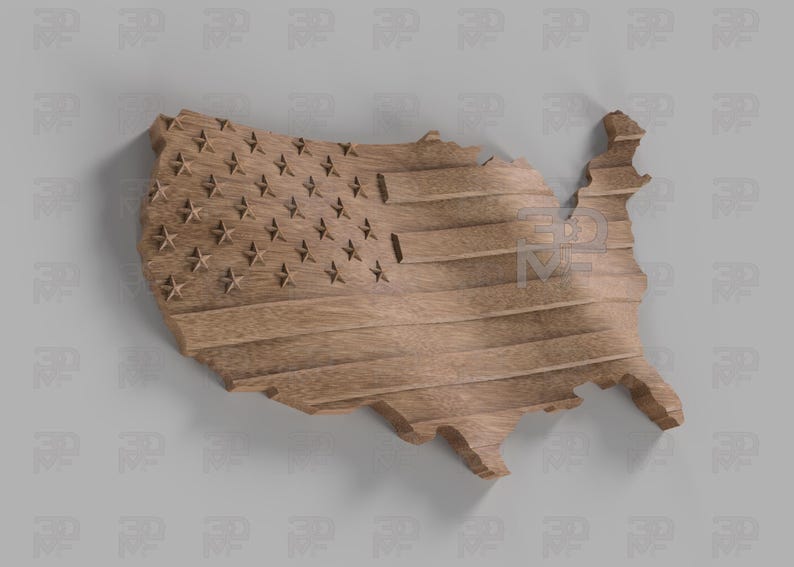 Wavy USA Flag 3D STL File: CNC Router Vector Files - Etsy