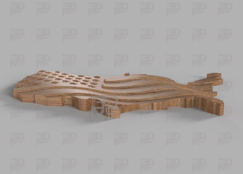 Wavy USA Flag 3D STL File: CNC Router Vector Files - Etsy