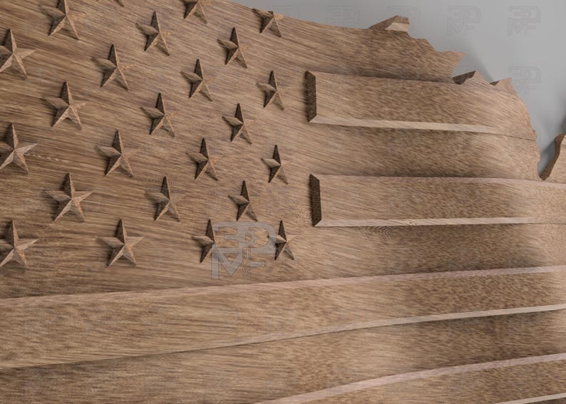 Wavy USA Flag 3D STL File: CNC Router Vector Files - Etsy