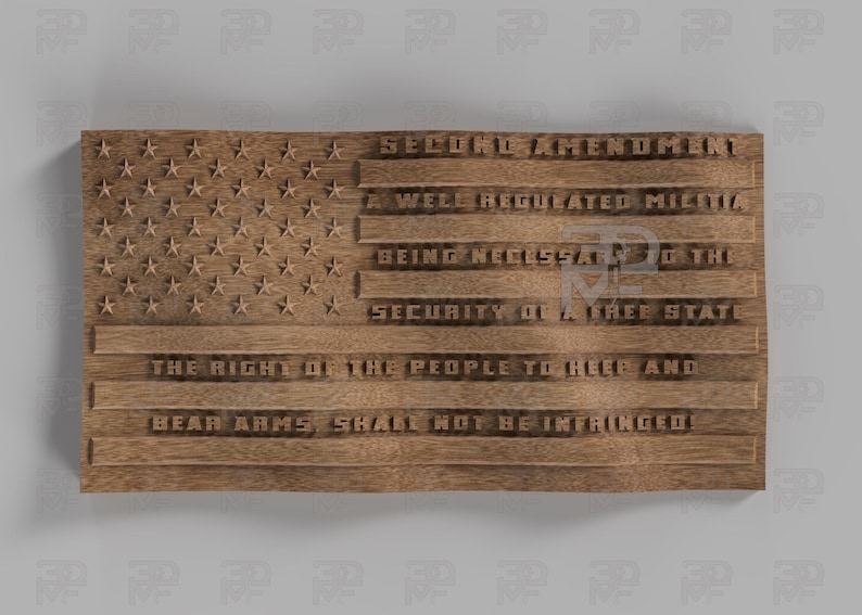 Wavy Second Amendment USA Flag STL Files: CNC Router 3D Model - Etsy