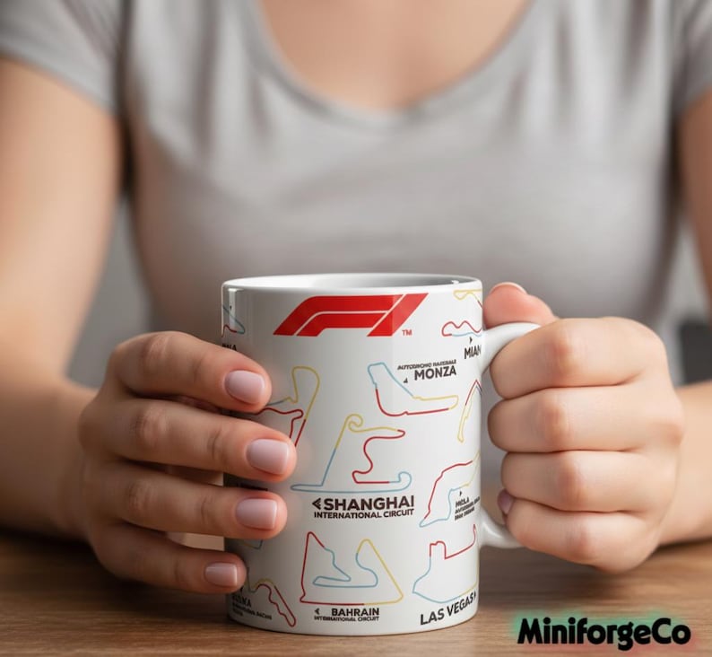 F1 Track Layout Mug, Formula Racing Circuit Coffee Cup, Motorsport Fan ...
