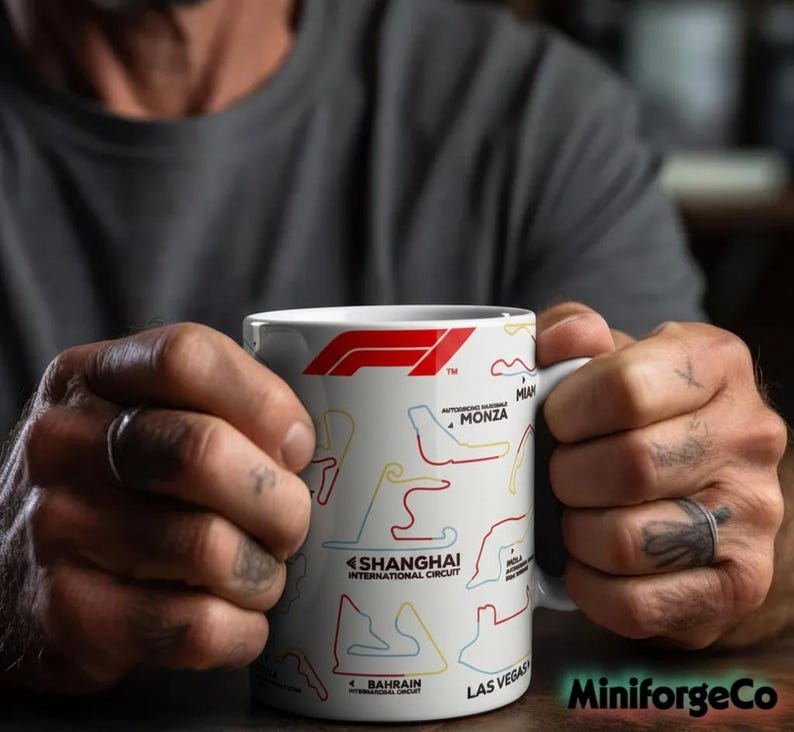 F1 Track Layout Mug, Formula Racing Circuit Coffee Cup, Motorsport Fan ...