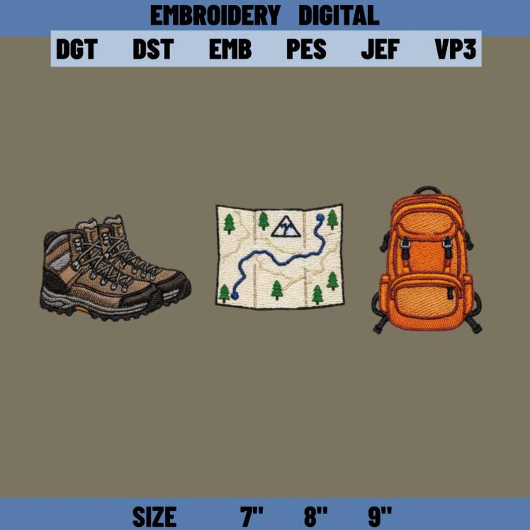 Hiking Embroidery File Camping Embroidery Design Outdoor Backpacking ...