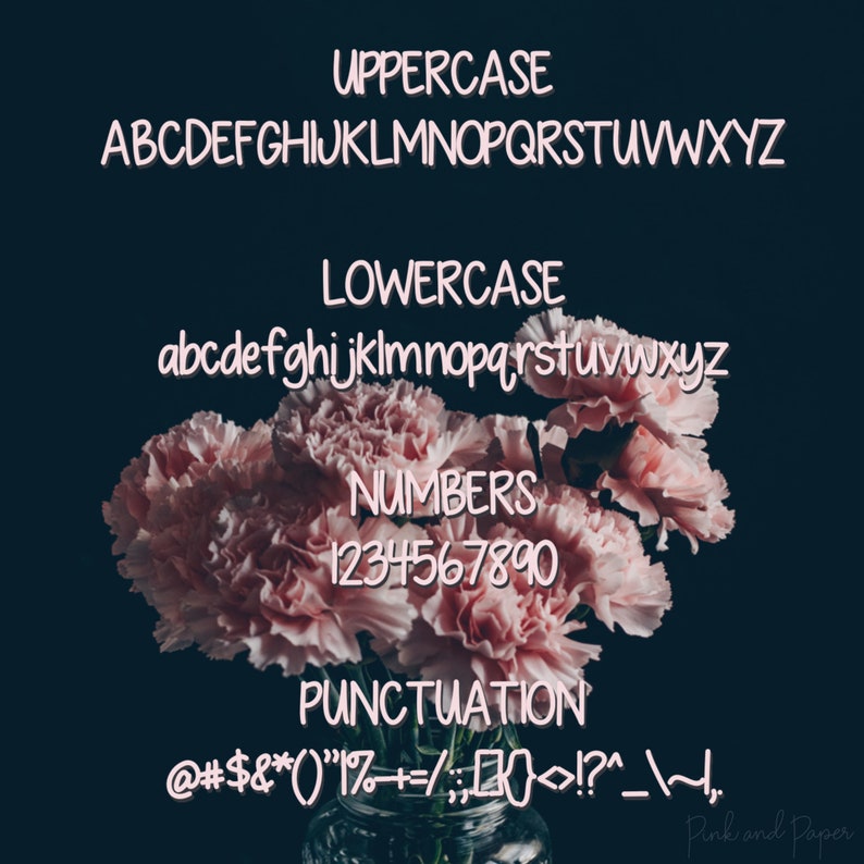 Pink Carnation Font - Handwritten Font, Cricut Font, Silhouette Font ...