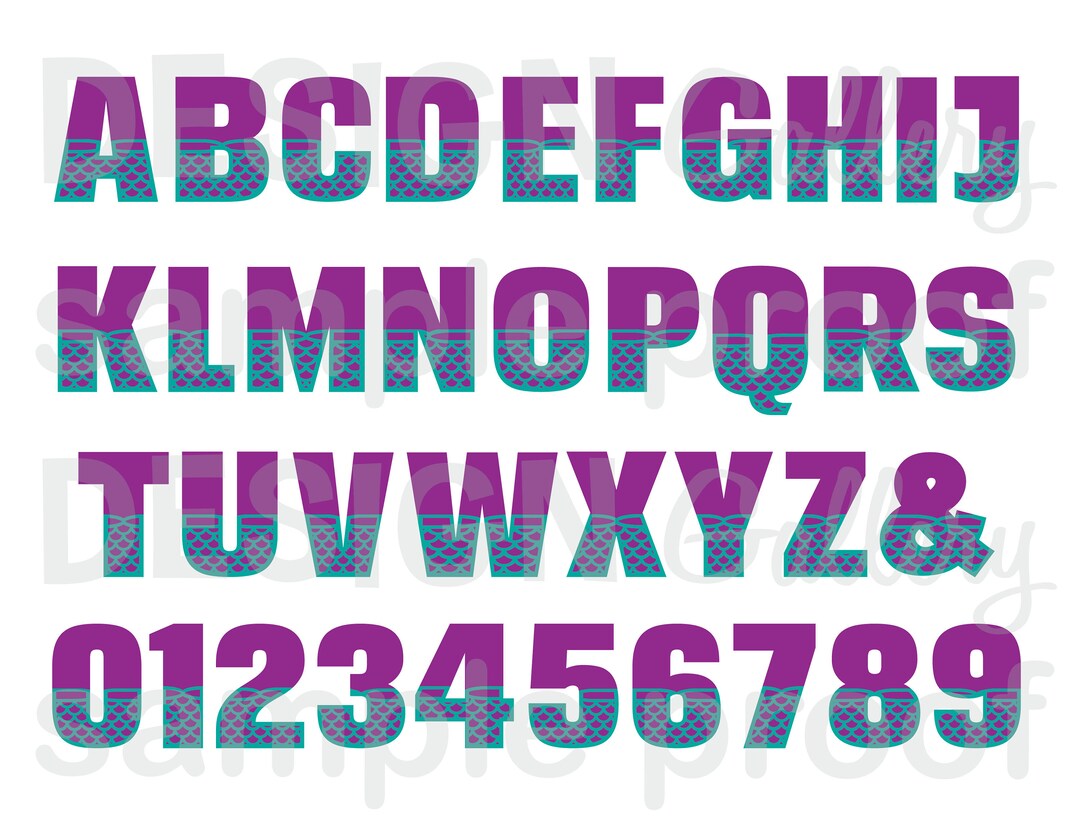 Mermaid Letters Alphabet Numbers Bundle - SVG, DXF Cut Files & PNG ...
