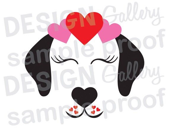 Dog Puppy Doggy Face Hearts JPG Png & SVG DXF Cut File | Etsy