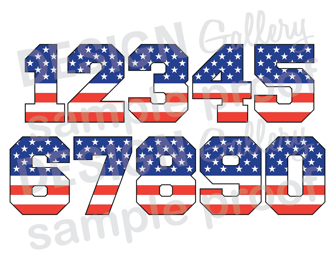 American Patriotic Numbers Block Font - Svg, Dxf, Jpg, Png - Printable ...