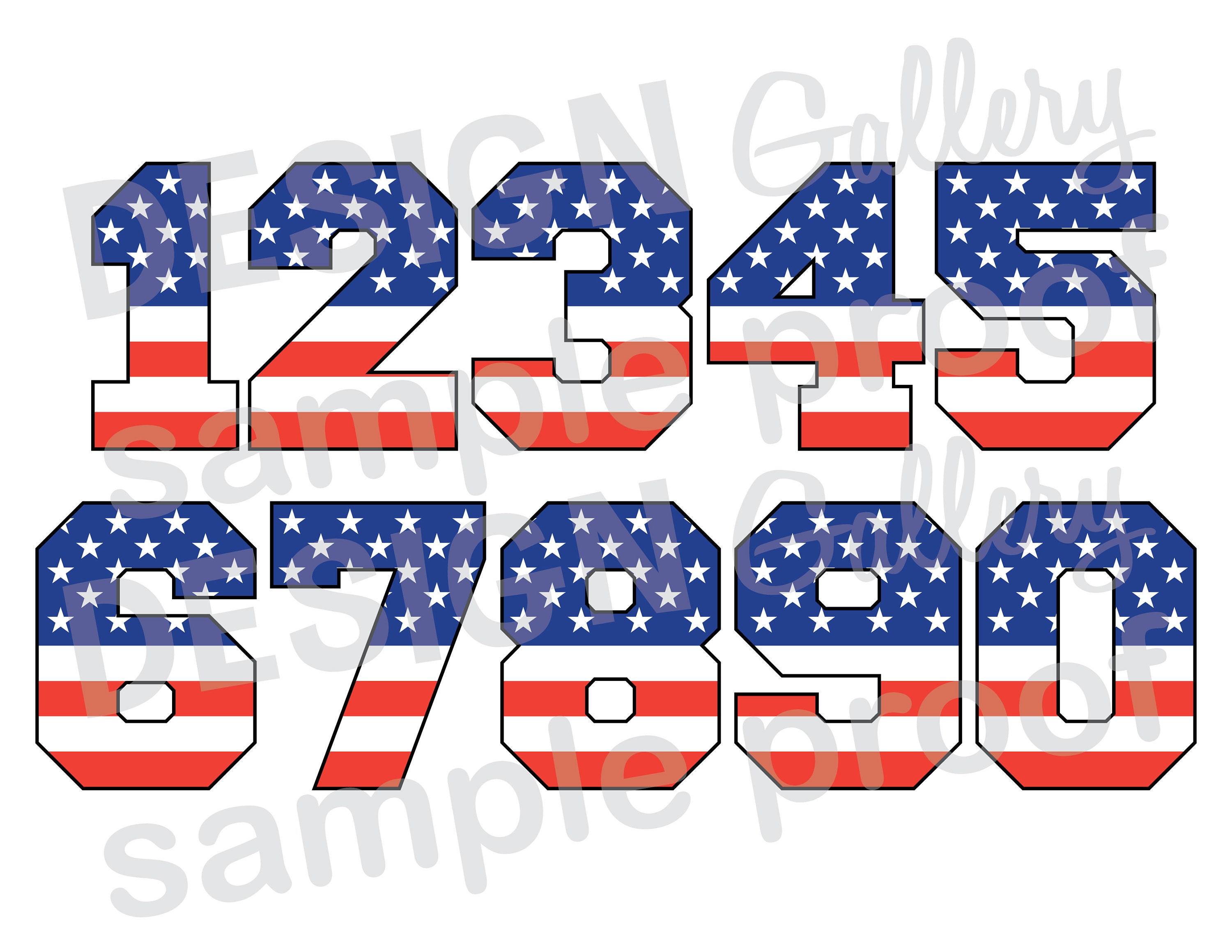 American Patriotic Numbers Block Font - Svg, Dxf, Jpg, Png - Printable ...