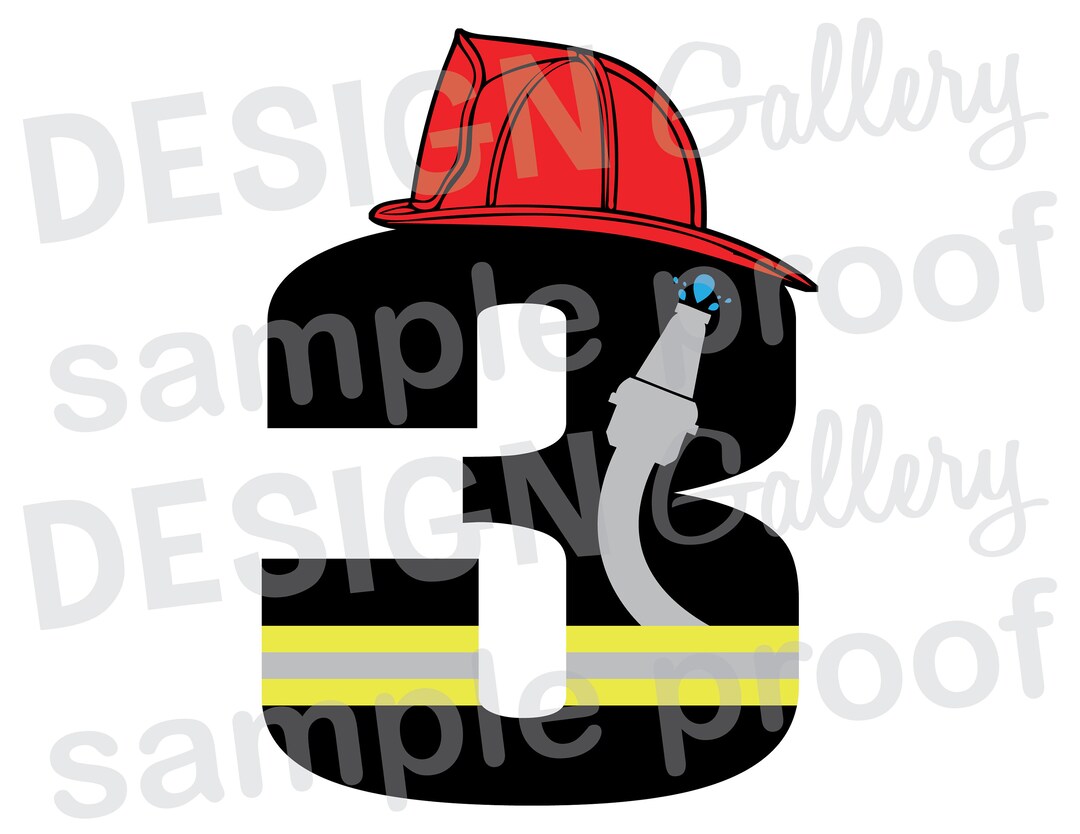 3 Three - Firefighter - JPG, Png & SVG, DXF Cut File, Printable Digital ...
