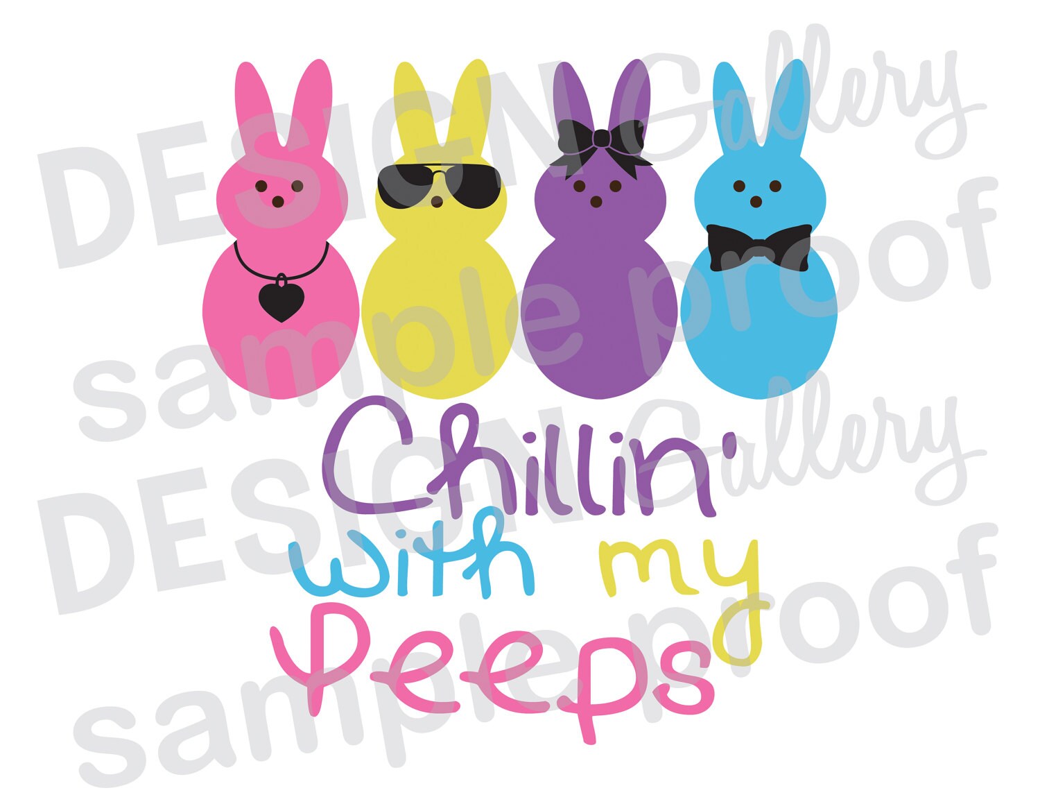 Chillin' SVG, DXF Cut & JPG, Png Image Files Easter Bunny Peeps Candies ...