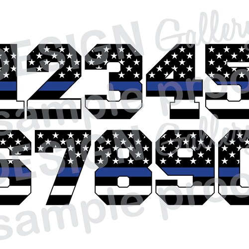 Thin Blue Line Numbers Block Font Svg Dxf Jpg Png - Etsy