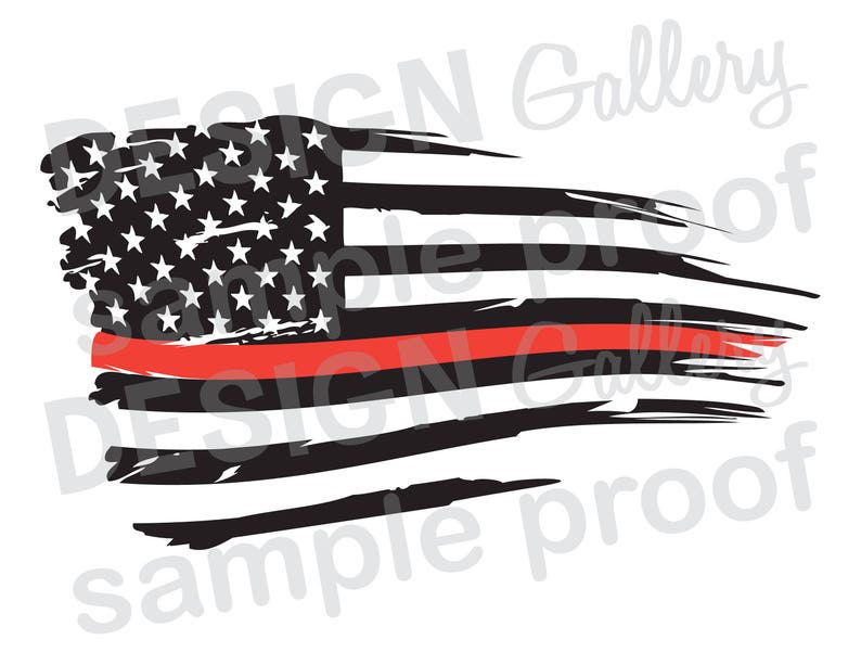 American Flag Thin Red Line Distressed Rippled Wave Tattered | Etsy