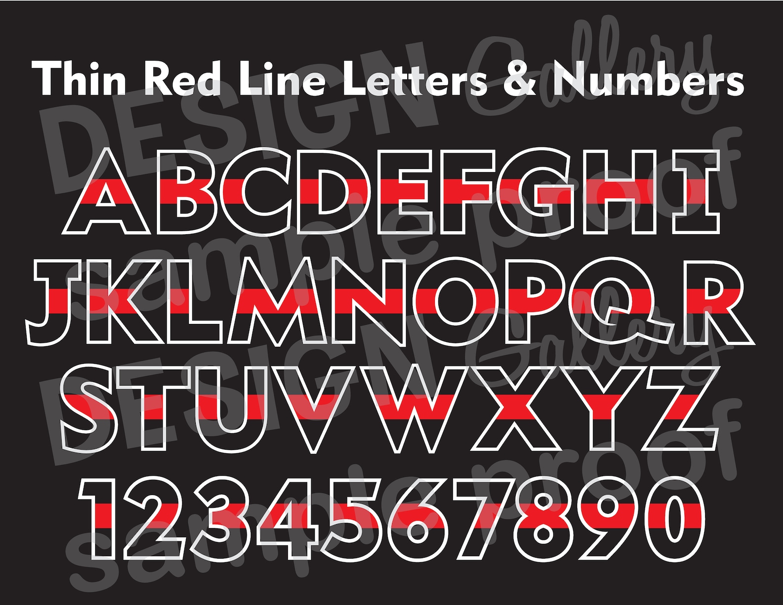 Thin Red Line Letters and Numbers Alphabet JPG Image & SVG - Etsy